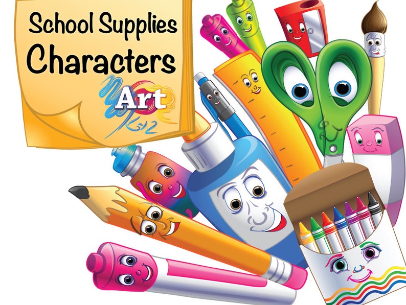 School Supplies Characters - Commercial or Personal Use - Etsy