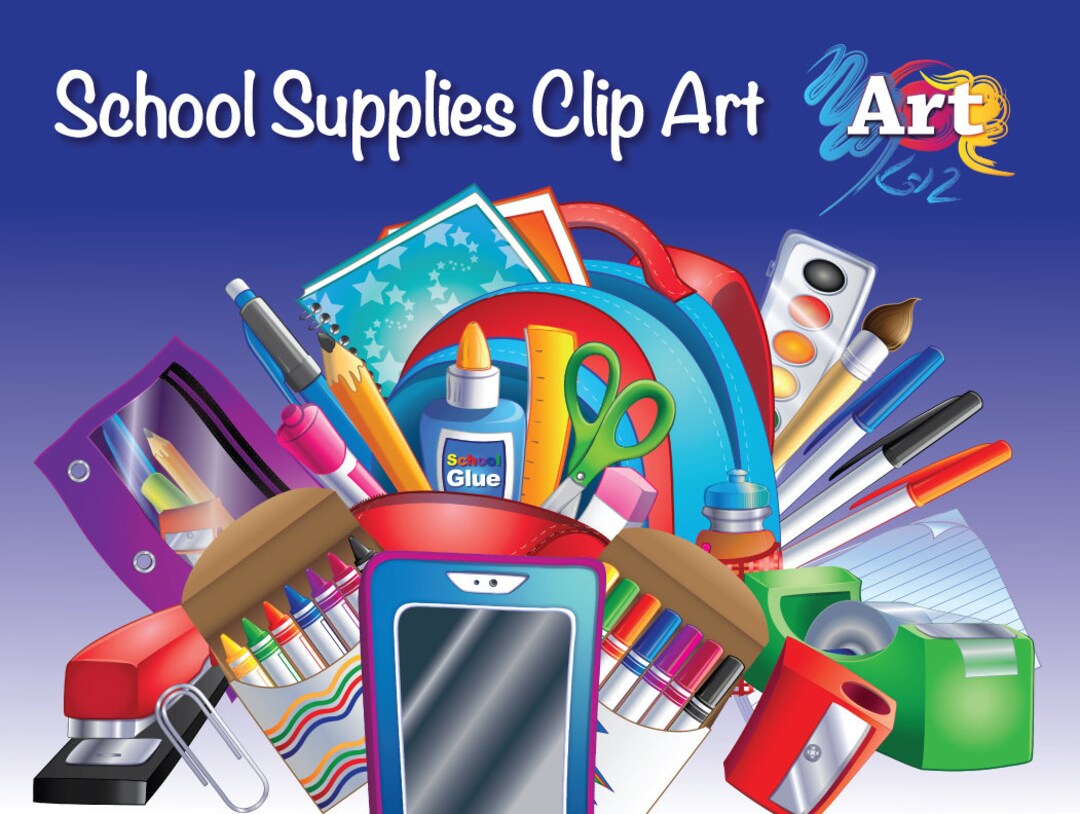 School Supplies Clip Art - Commercial or Personal Use - Etsy