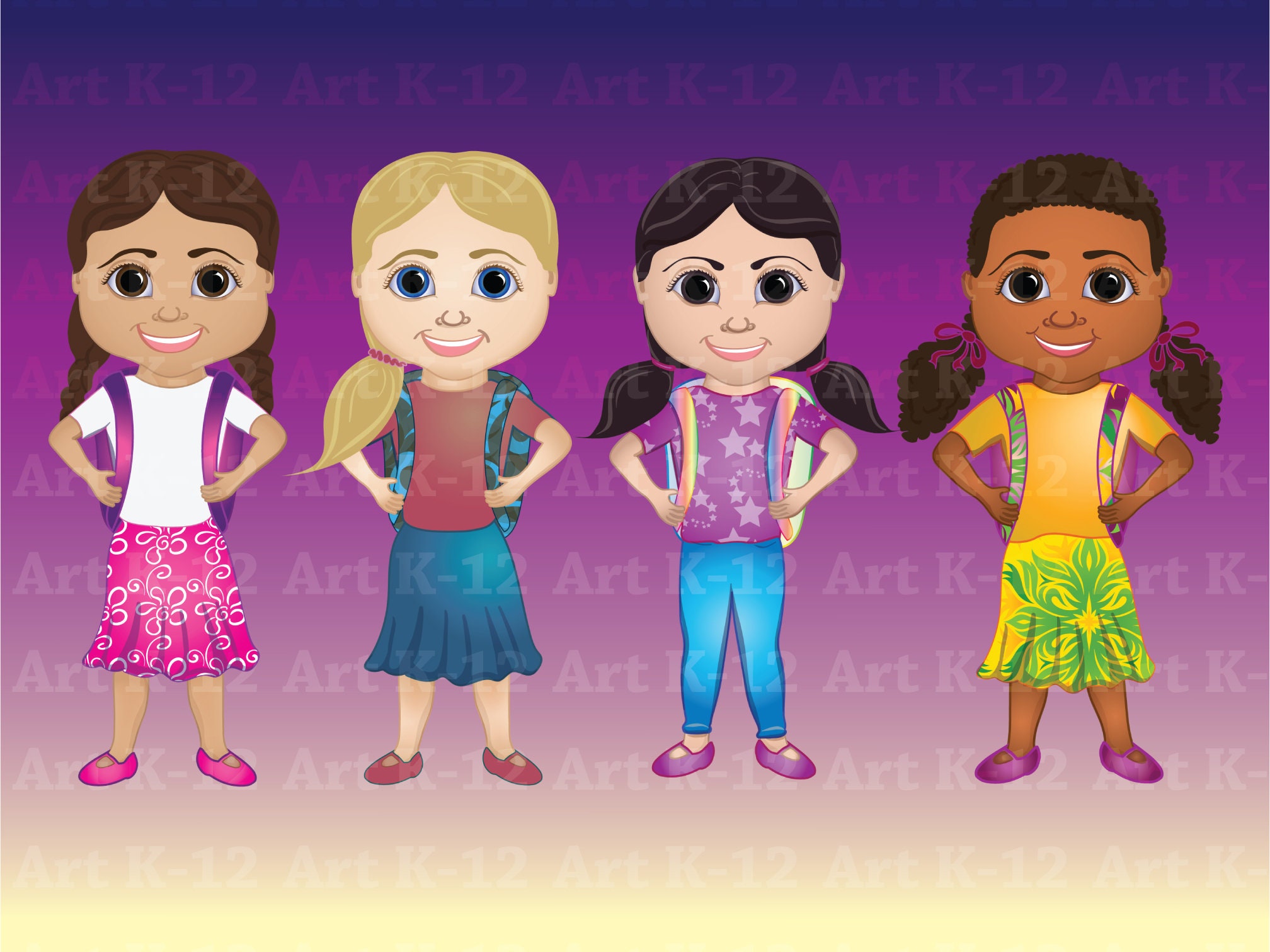 School Kids Clip Art - Commercial or Personal Use - Etsy