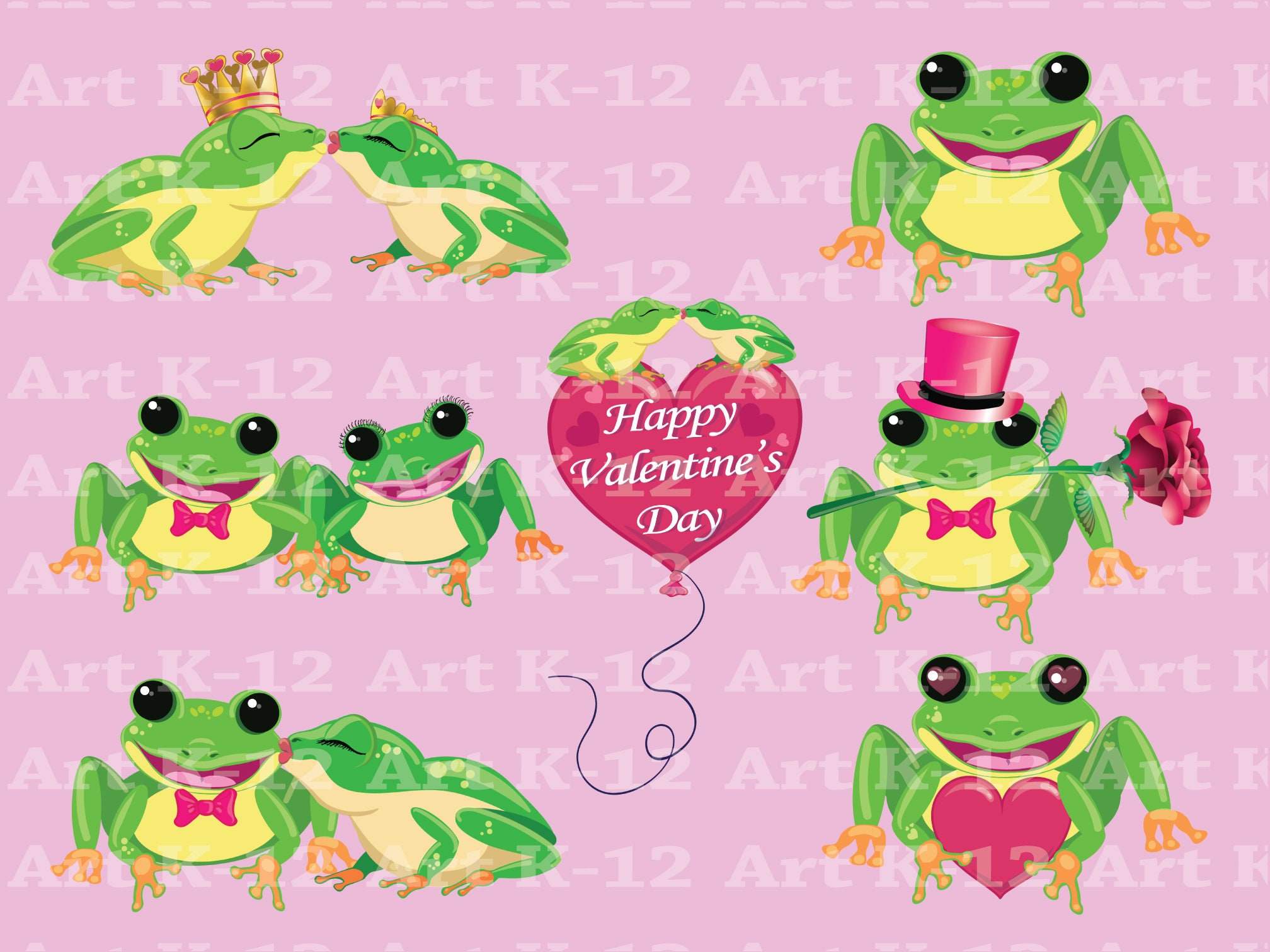 Valentine Frog Clipart Commercial or Personal Use | Etsy