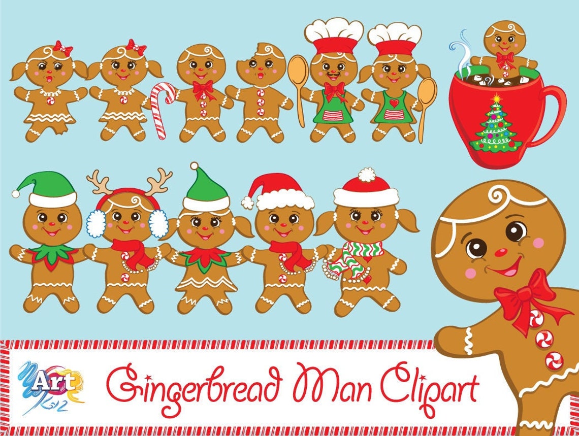 Gingerbread Man Clip Art Commercial or Personal Use - Etsy Canada