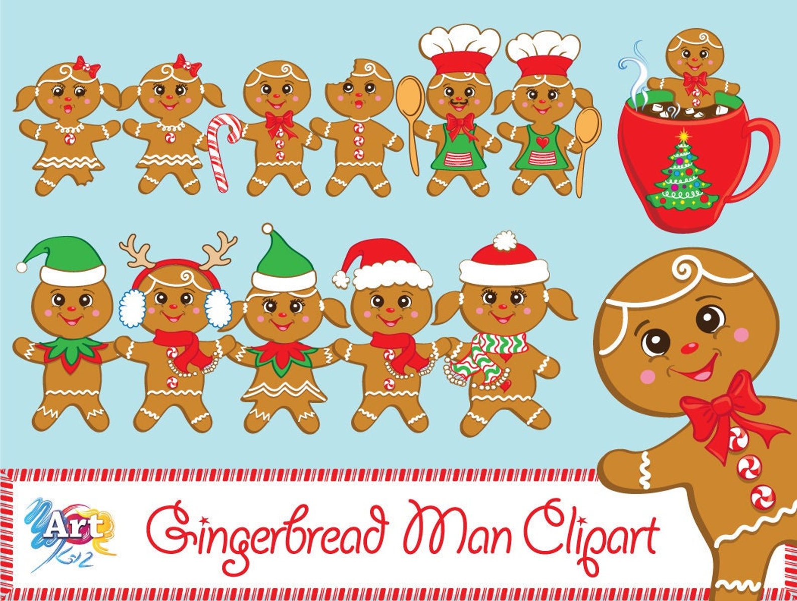 Gingerbread Man Clip Art Commercial or Personal Use - Etsy Canada