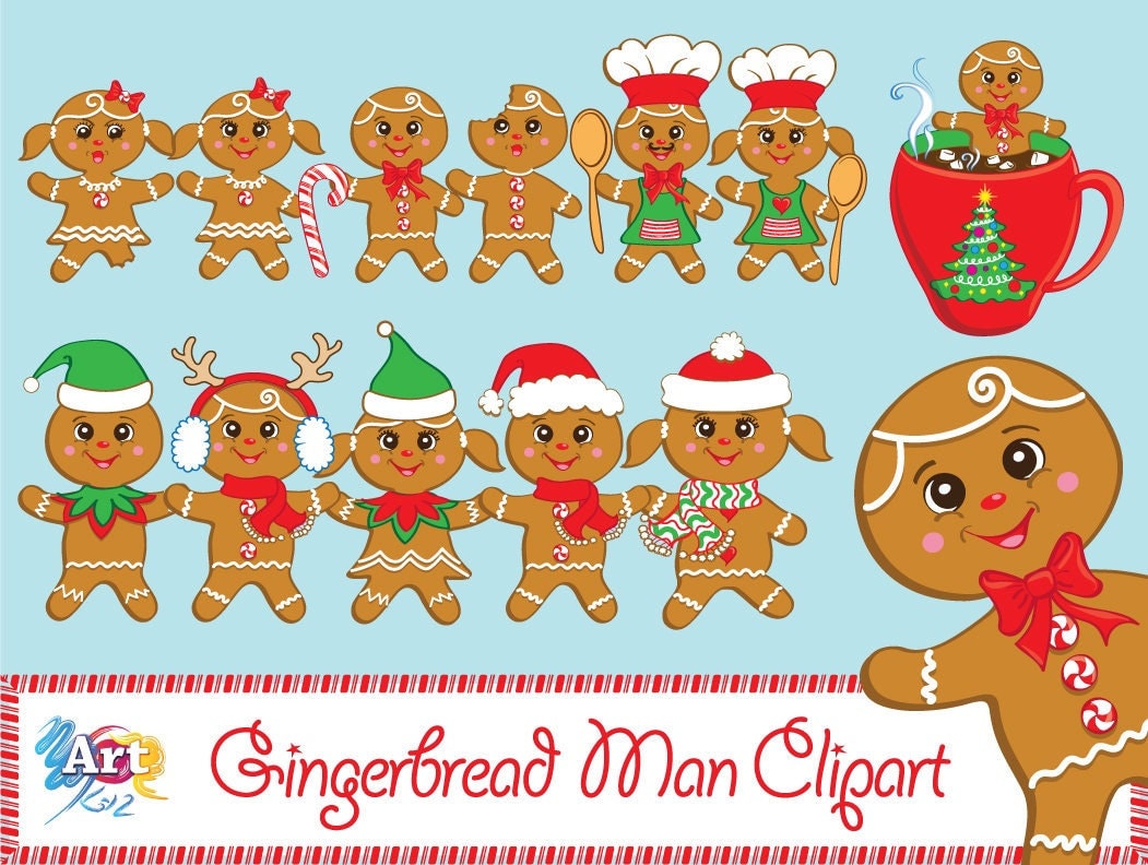 Gingerbread Man Clip Art Commercial or Personal Use - Etsy Canada