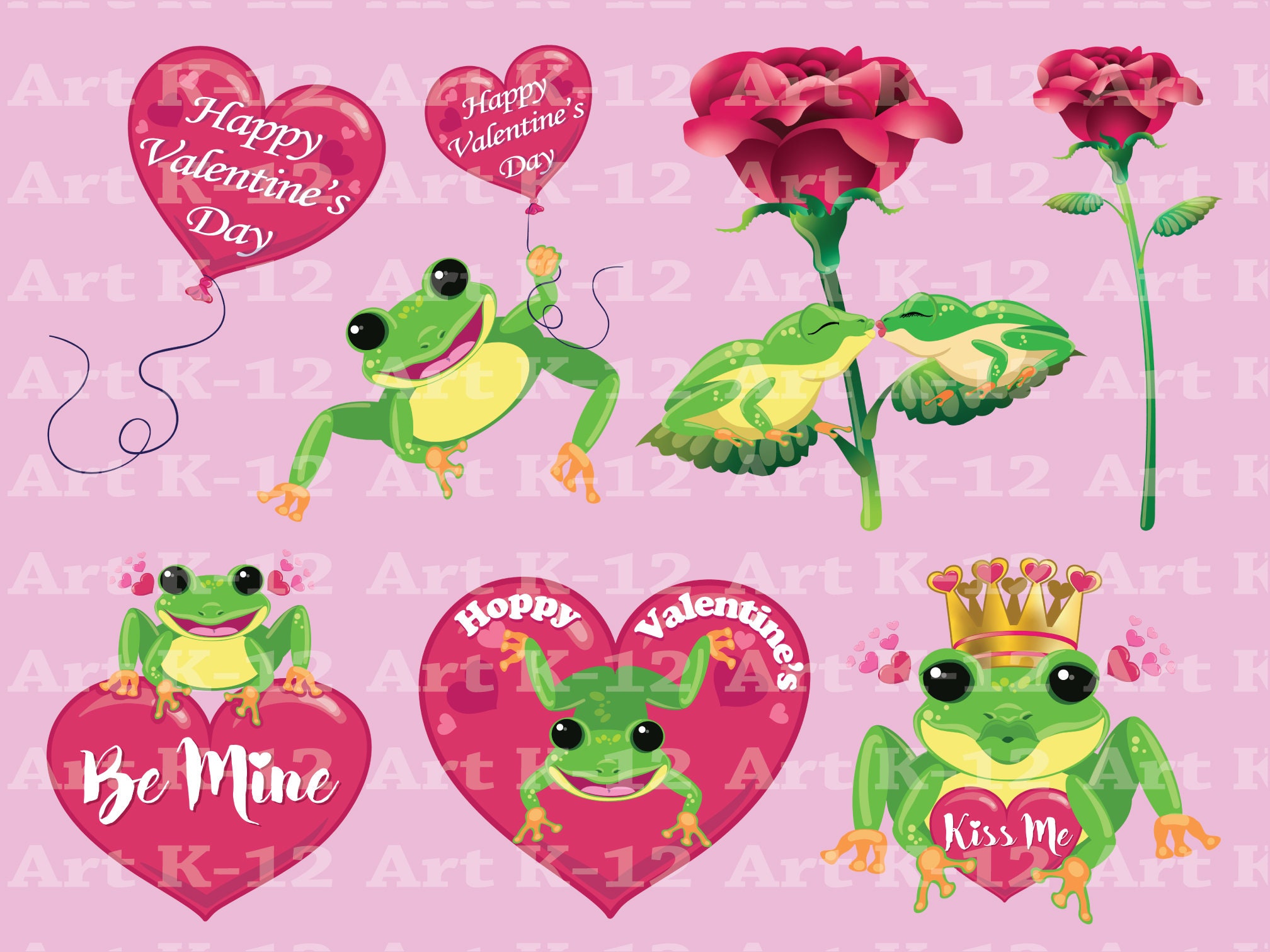 Valentine Frog Clipart Commercial or Personal Use - Etsy