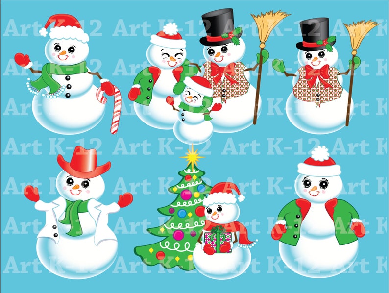 Snowman Clip Art Commercial or Personal Use - Etsy