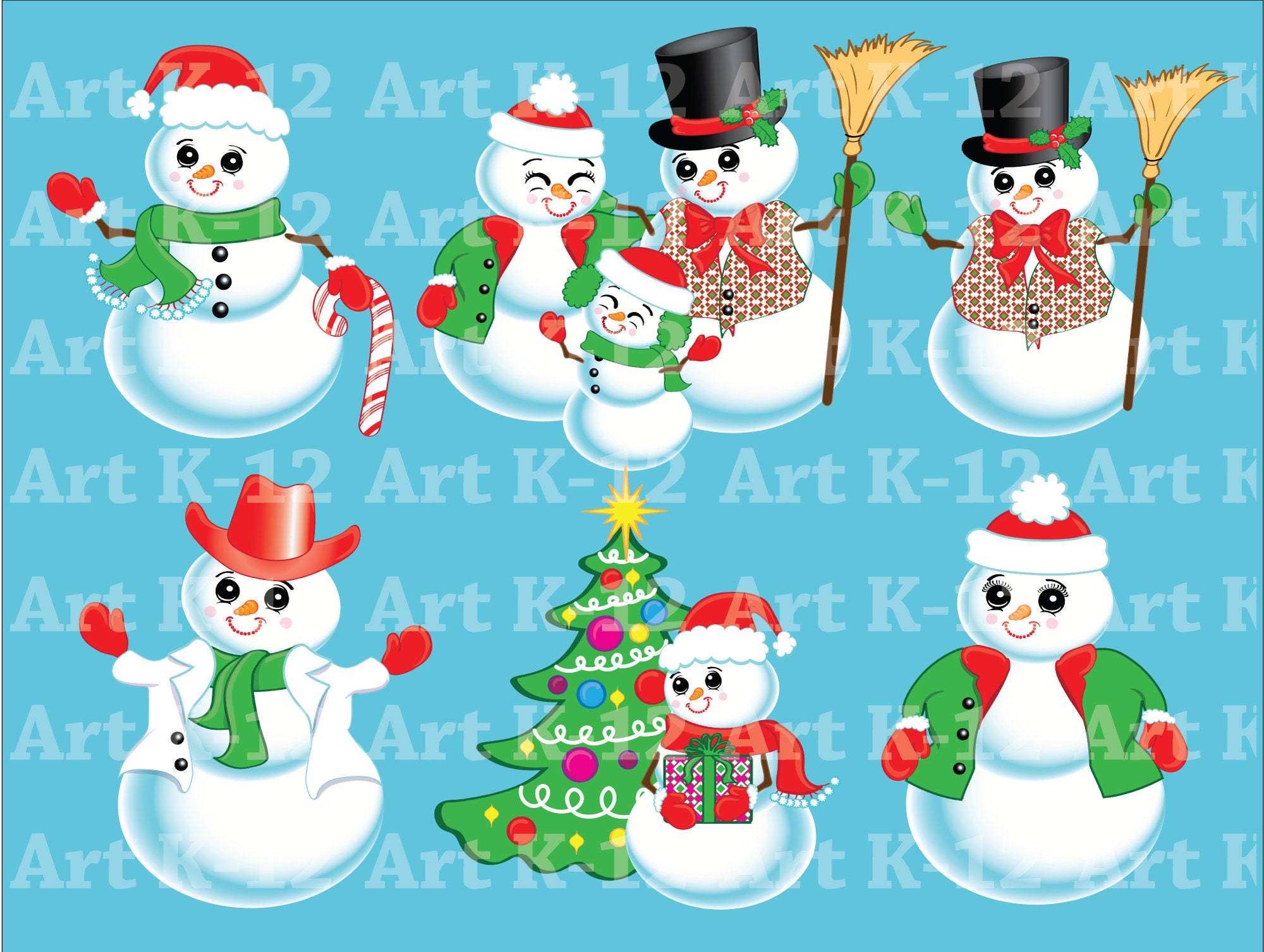 Snowman Clip Art Commercial or Personal Use - Etsy