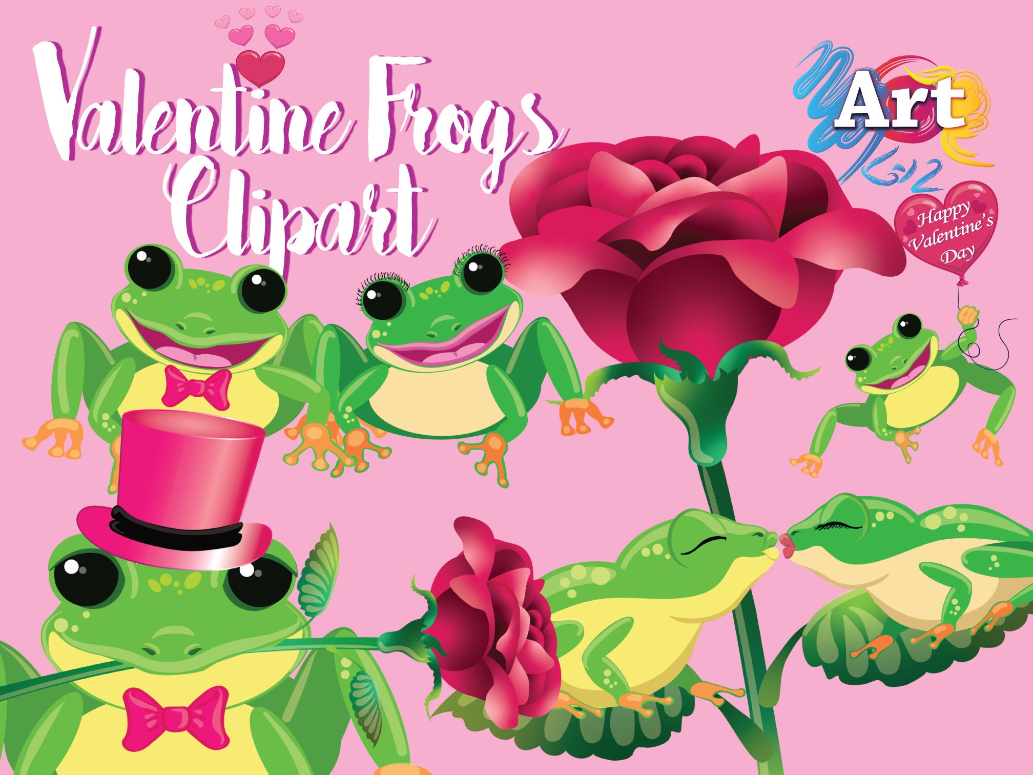 Valentine Frog Clipart Commercial or Personal Use - Etsy