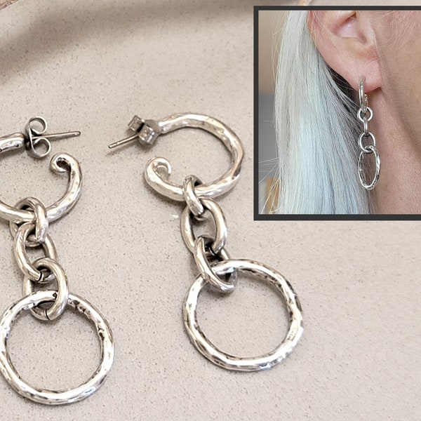 Silver Chain Earrings - Etsy