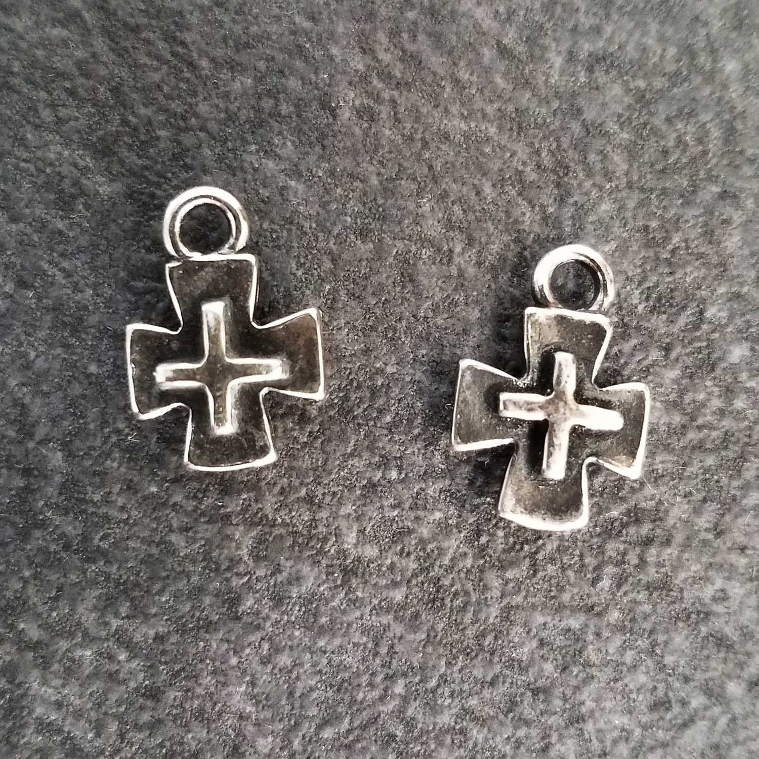 2 Pcs Sterling Silver 3D Square Cross Charms Unique - Etsy
