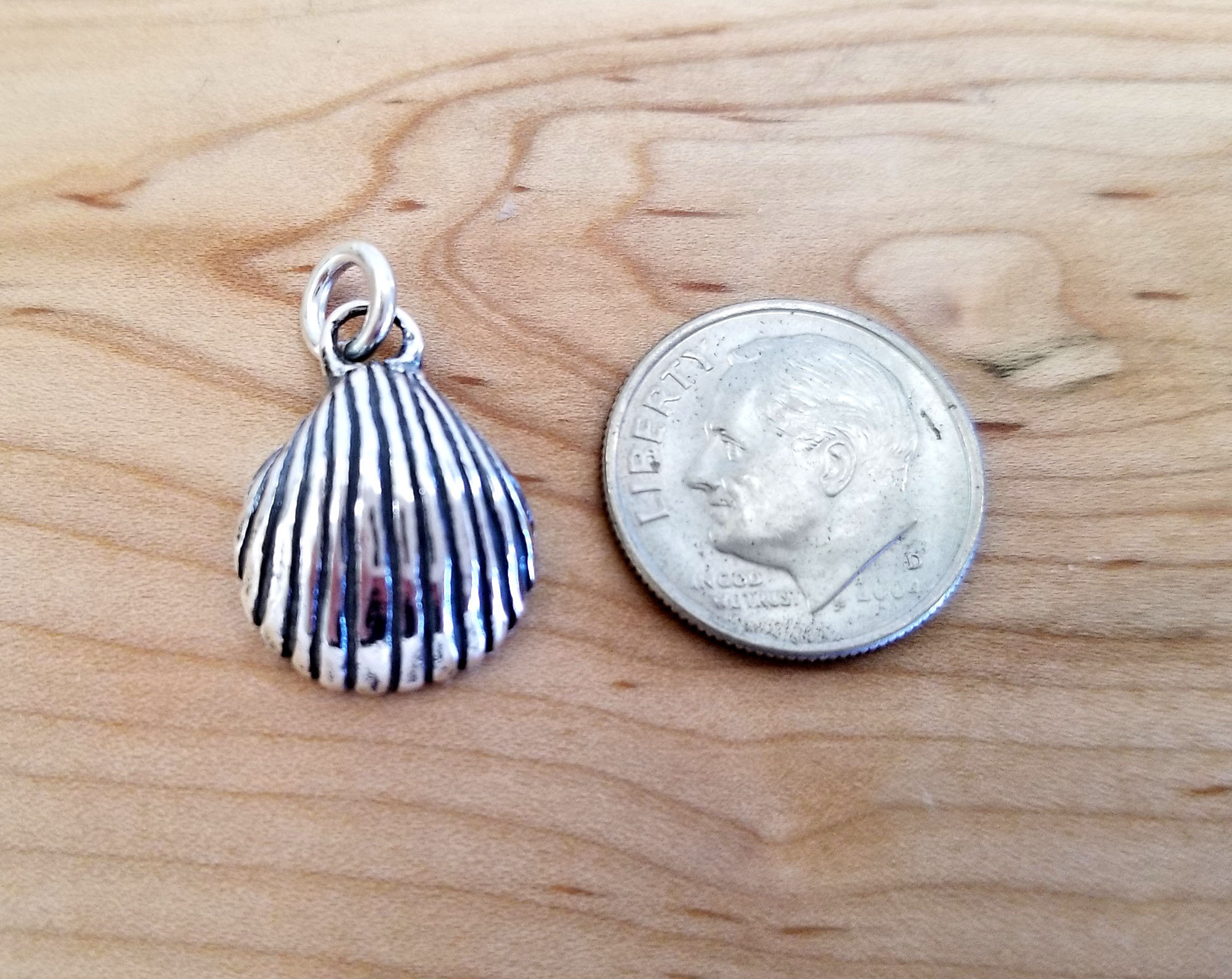 Vintage Sterling Silver Clam Shell Charm Necklace Chain - Etsy