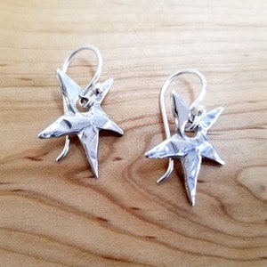 Hammered Sterling Silver Abstract Star Pendant Necklace or Earrings by ...