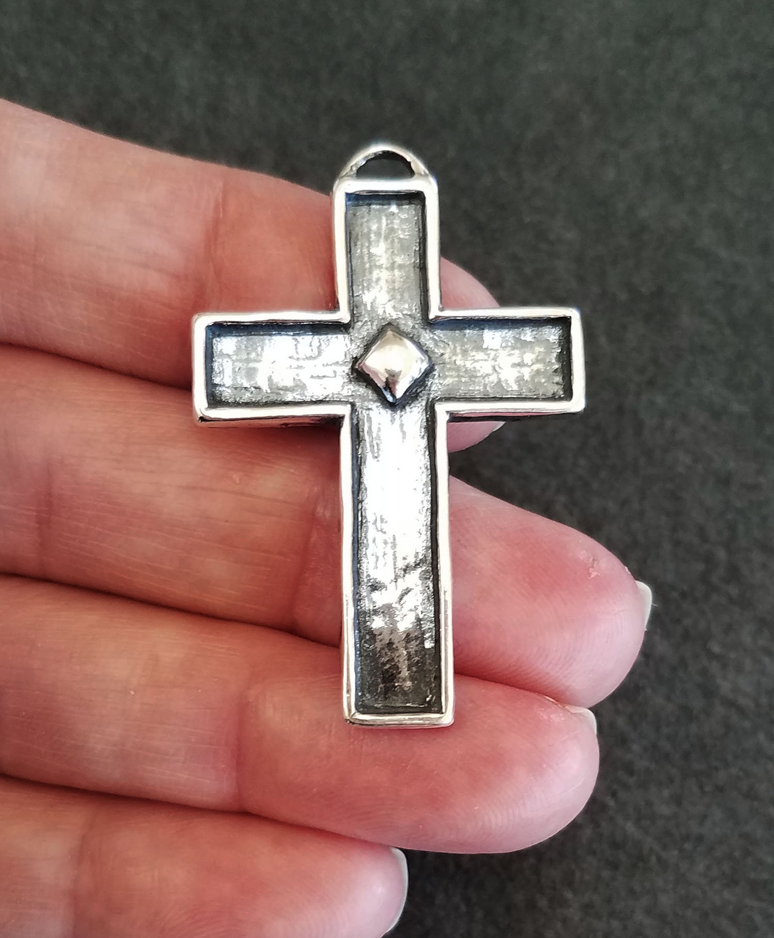 Unique Vintage Sterling Silver LARGE Cross Pendant Necklace - Etsy