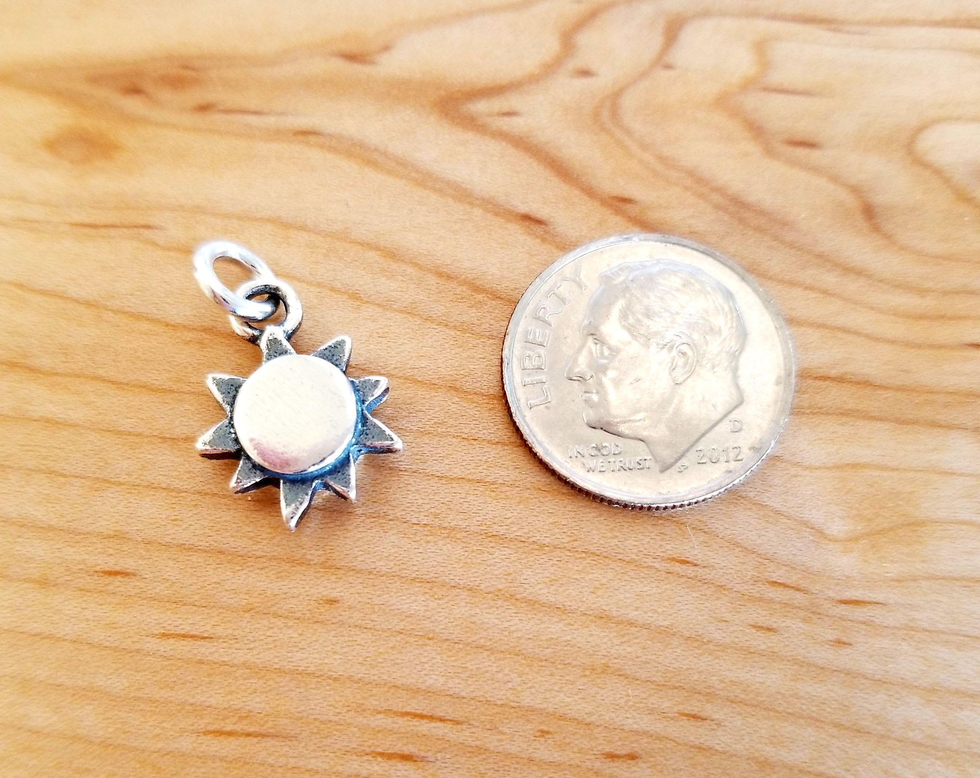 Sterling Silver Small Sun Pendant Charm Necklace chain - Etsy