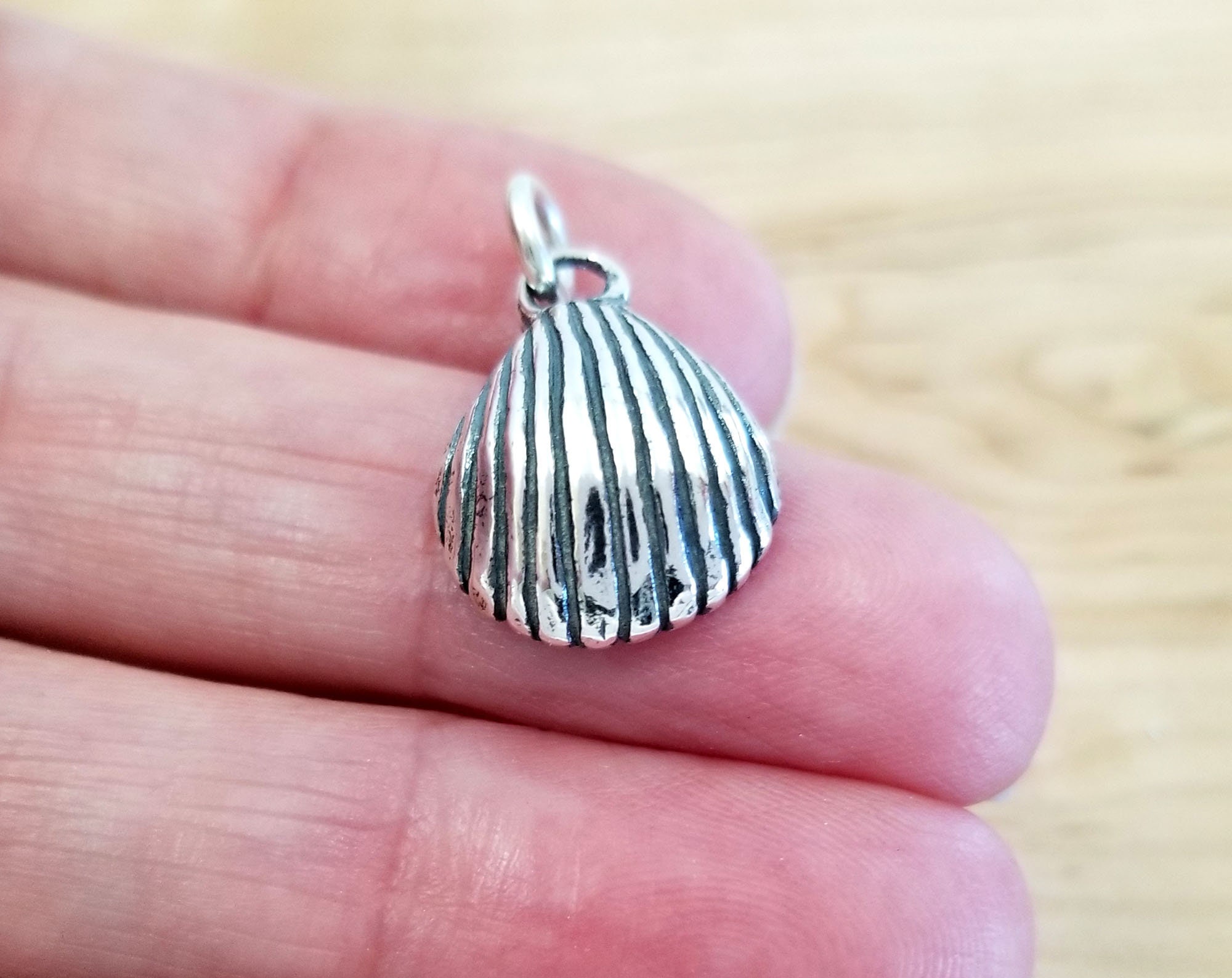 Vintage Sterling Silver Clam Shell Charm Necklace Chain - Etsy