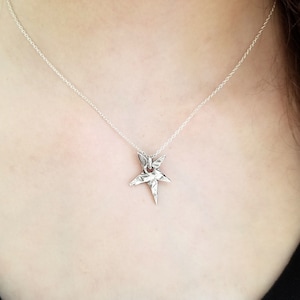 Hammered Sterling Silver Abstract Star Pendant Necklace or Earrings by ...