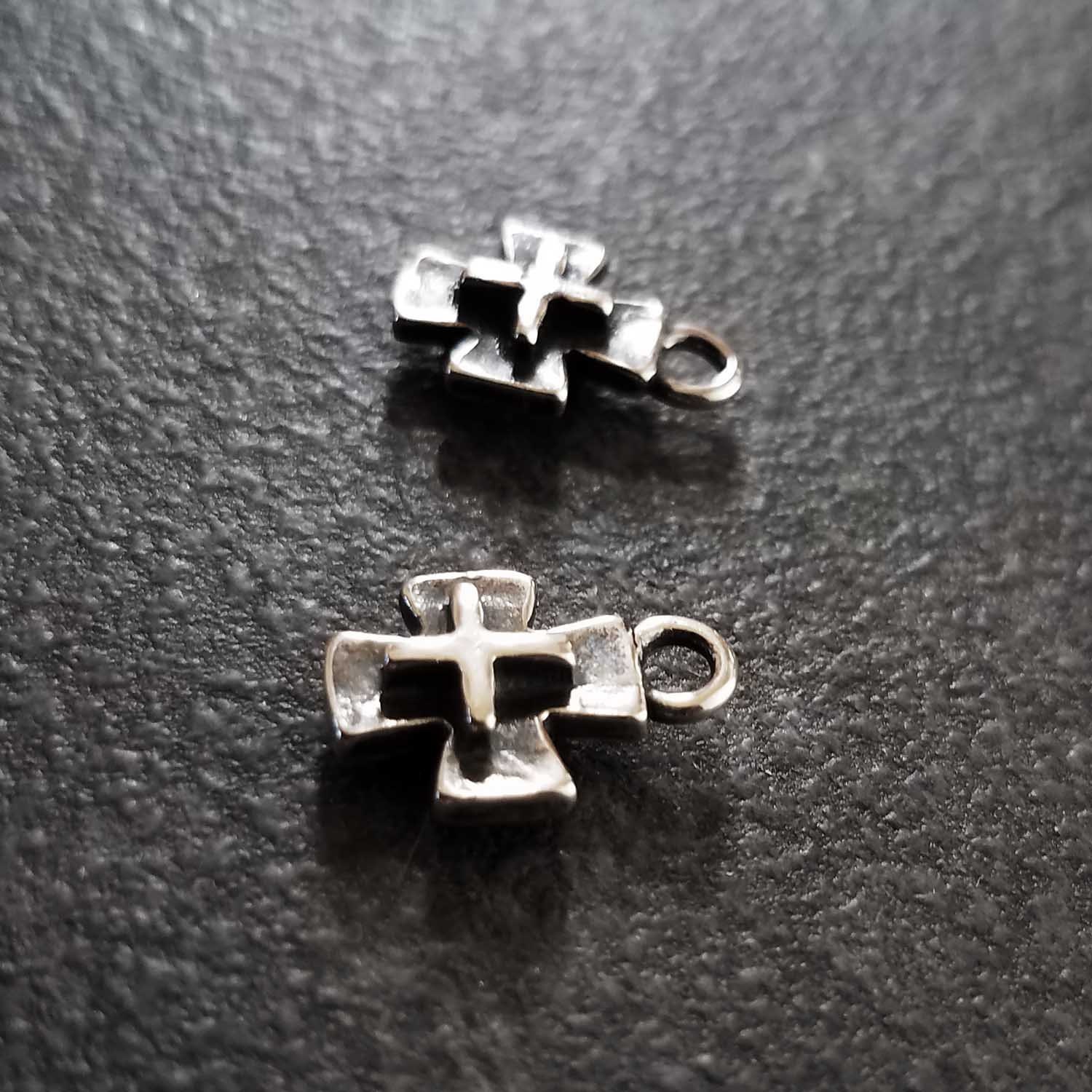 2 Pcs Sterling Silver 3D Square Cross Charms Unique - Etsy