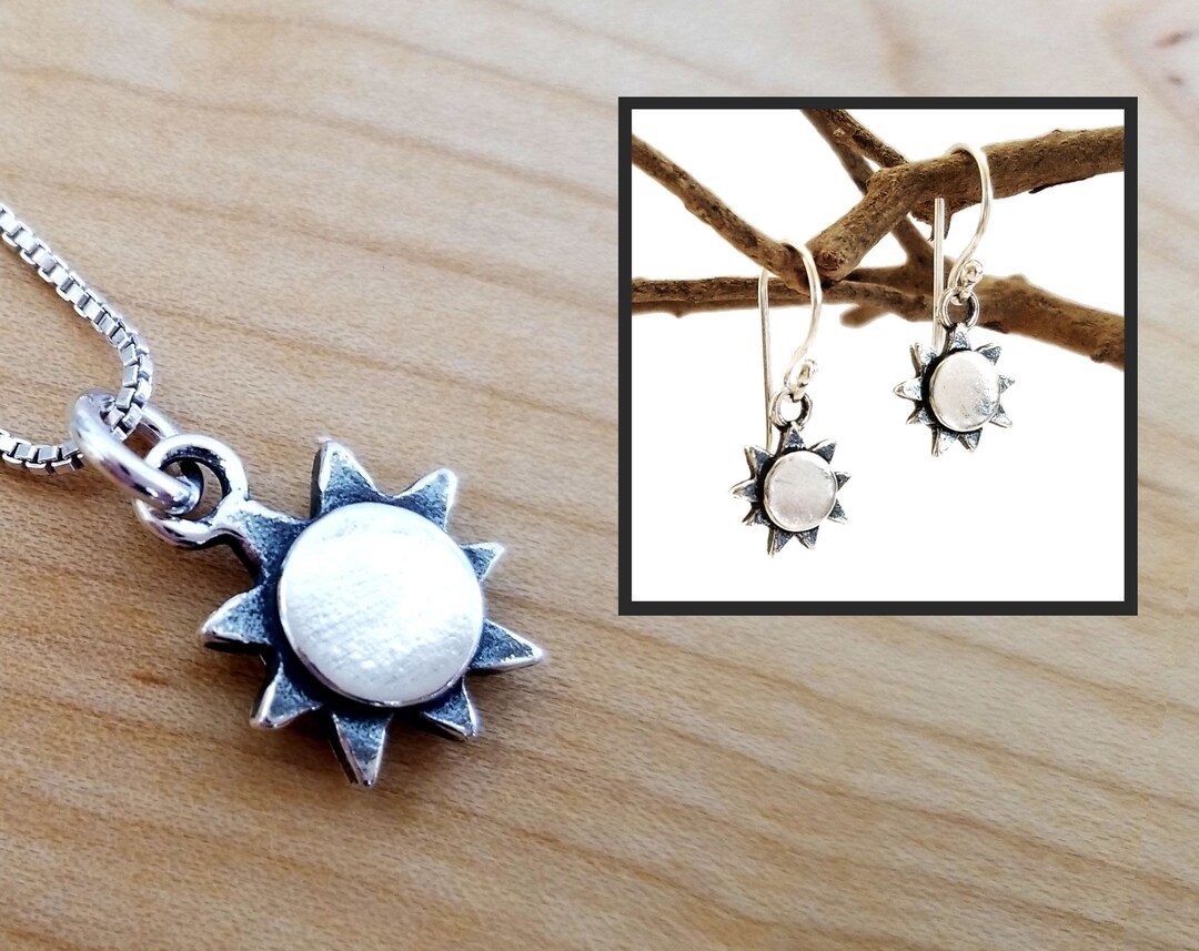 Sterling Silver Small Sun Pendant Charm Necklace -chain Optional ...