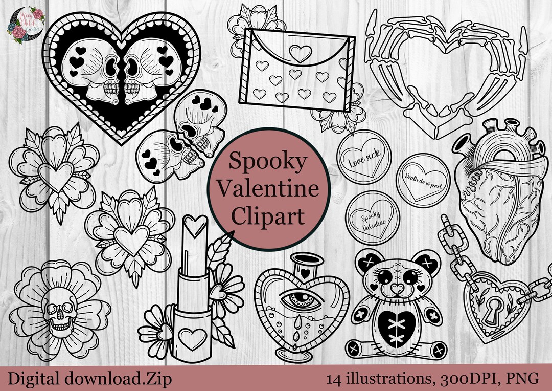 Valentine Day Clipart, Png Transparent, Spooky, Valentines Bundle ...