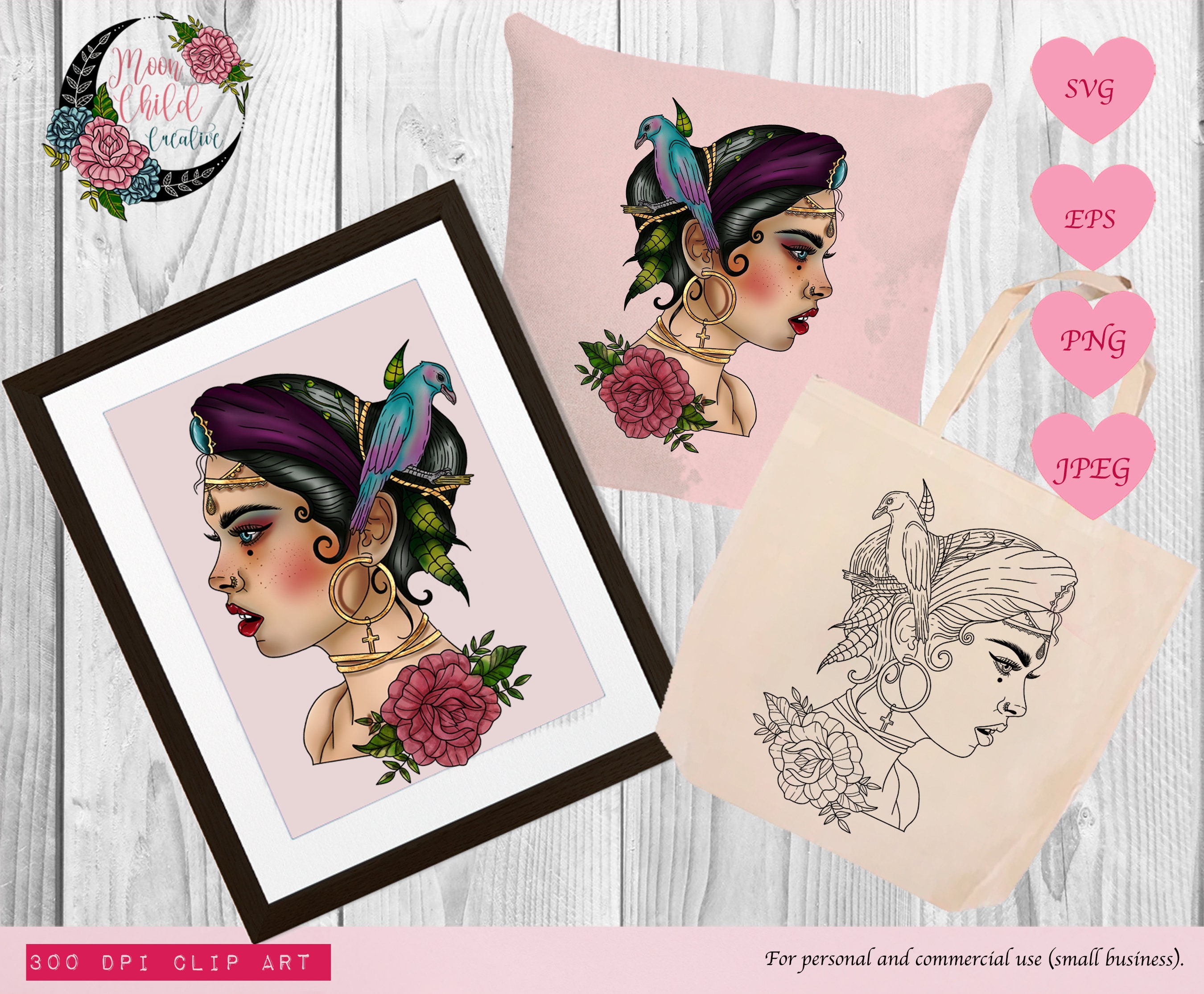 Gypsy Head SVG Gypsy Soul Wild Spirit PNG Tattoo Design SVG - Etsy