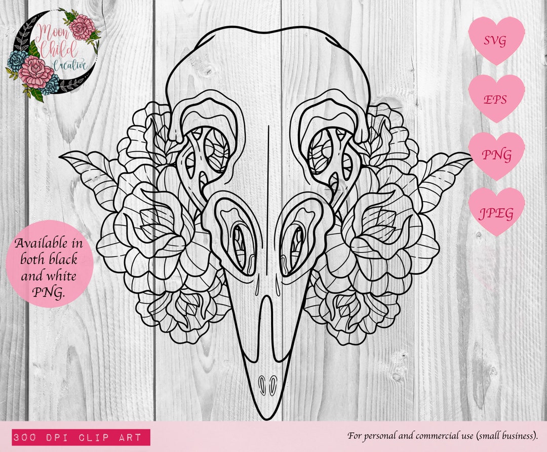 Bird Skull Svg, Skull Svg, Floral Svg, Bird Skull Clip Art, Bird Skull ...
