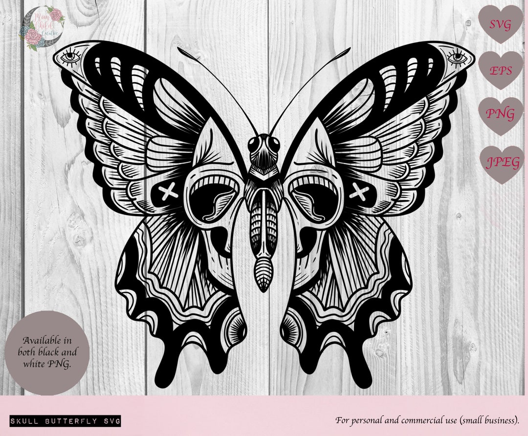 Skull Butterfly Svg, Skull Butterfly Silhouette, Butterfly Skull Svg ...