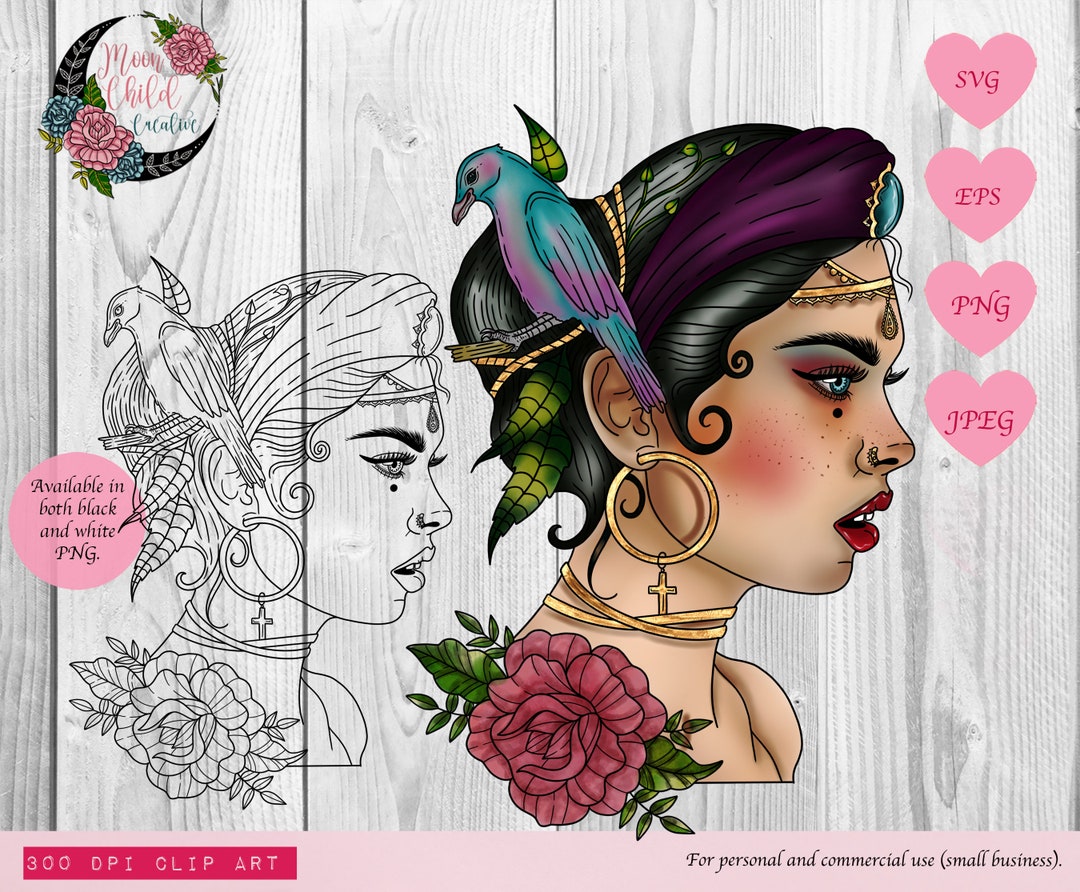 Gypsy Head SVG Gypsy Soul Wild Spirit PNG Tattoo Design SVG - Etsy