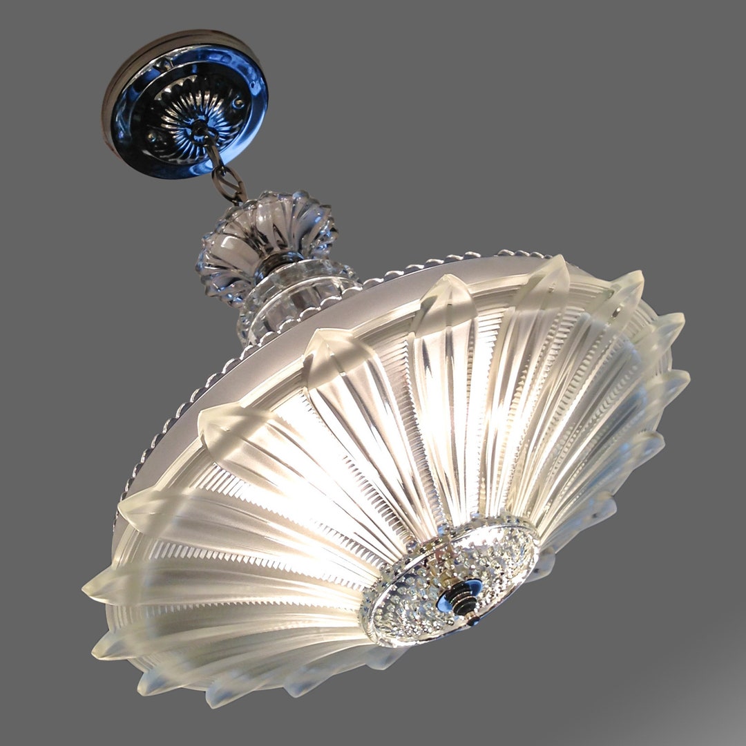 SUNFLOWER Vintage 1930's Art Deco Chandelier Ceiling Light Fixture ...