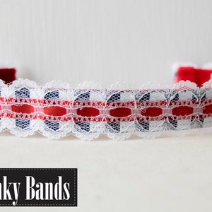 Nautical Lace-navy Stripes and Red Nautical Lace No Slip Headband, Non ...