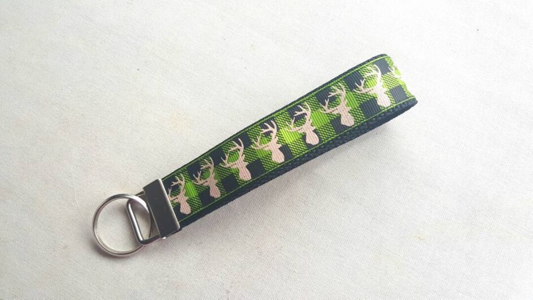 Deer Green Plaid Key Fob, Deer, Deer Keychain, Deer Key Fob, Key ...