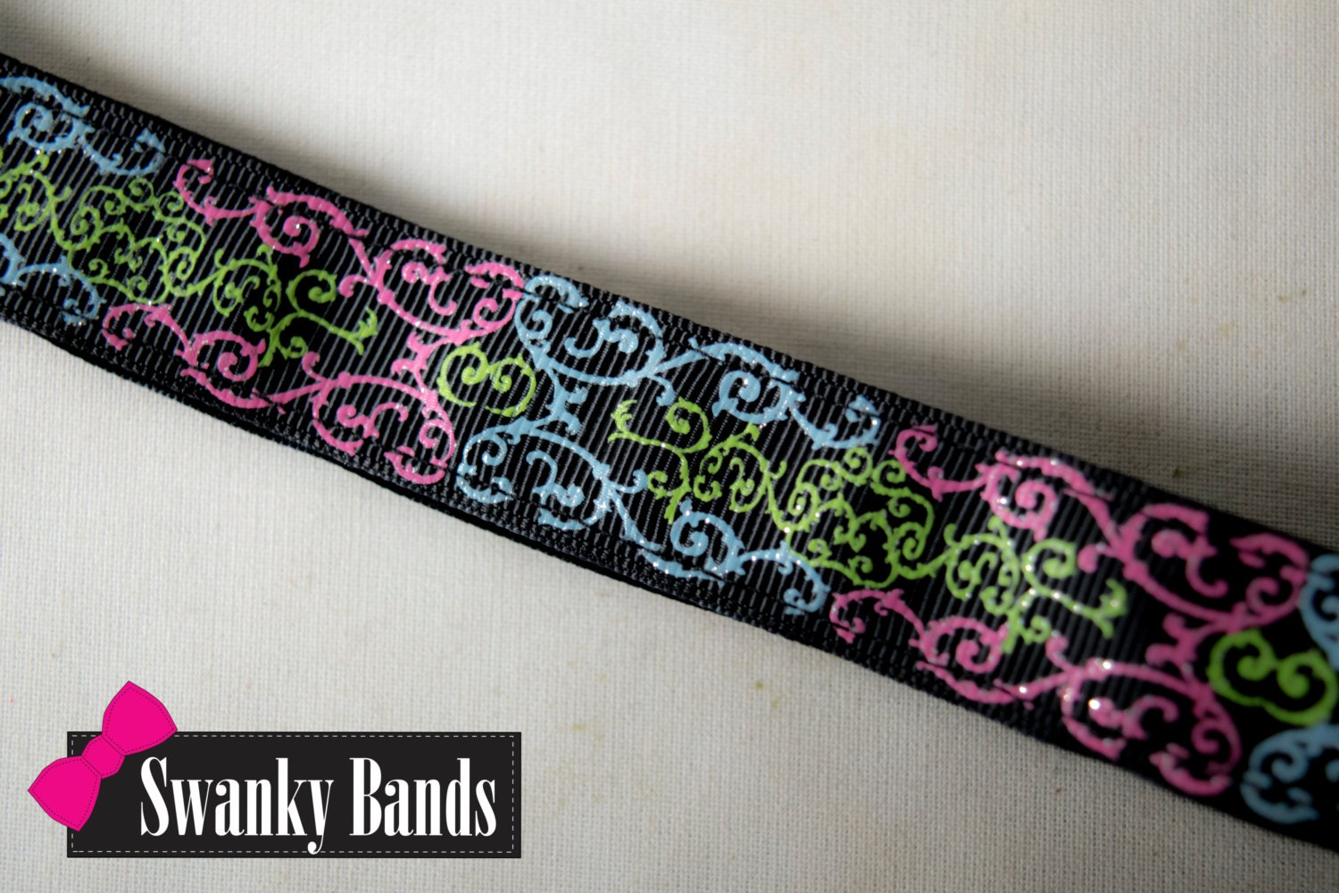 Muted Neon Scrolls Neon and Black Glitter Printed No Slip - Etsy