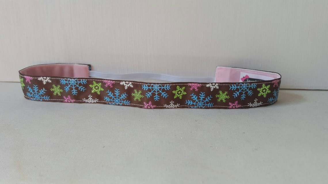 Colorful Snowflakes on Brown- No Slip Headband, Non Slip Headband ...