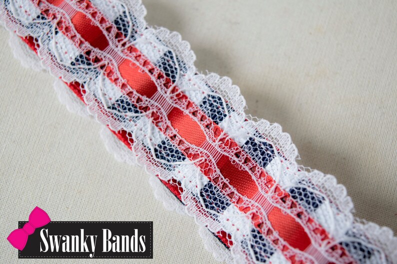 Nautical Lace-navy Stripes and Red Nautical Lace No Slip Headband, Non ...