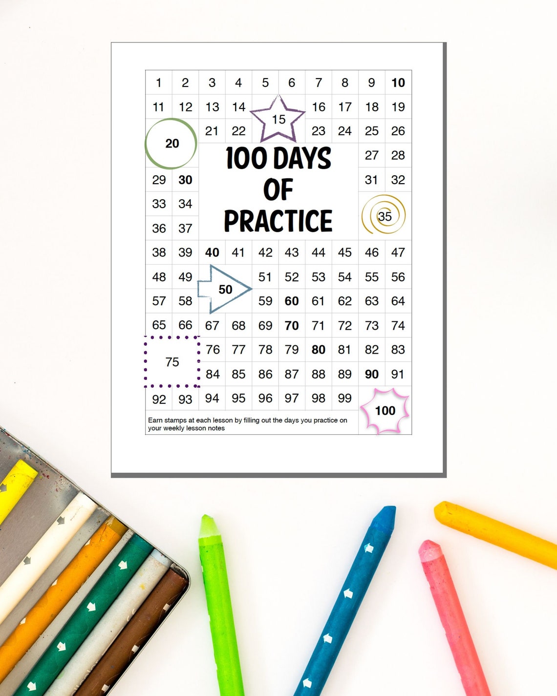 100 Days of Practice tracking sheet | Etsy