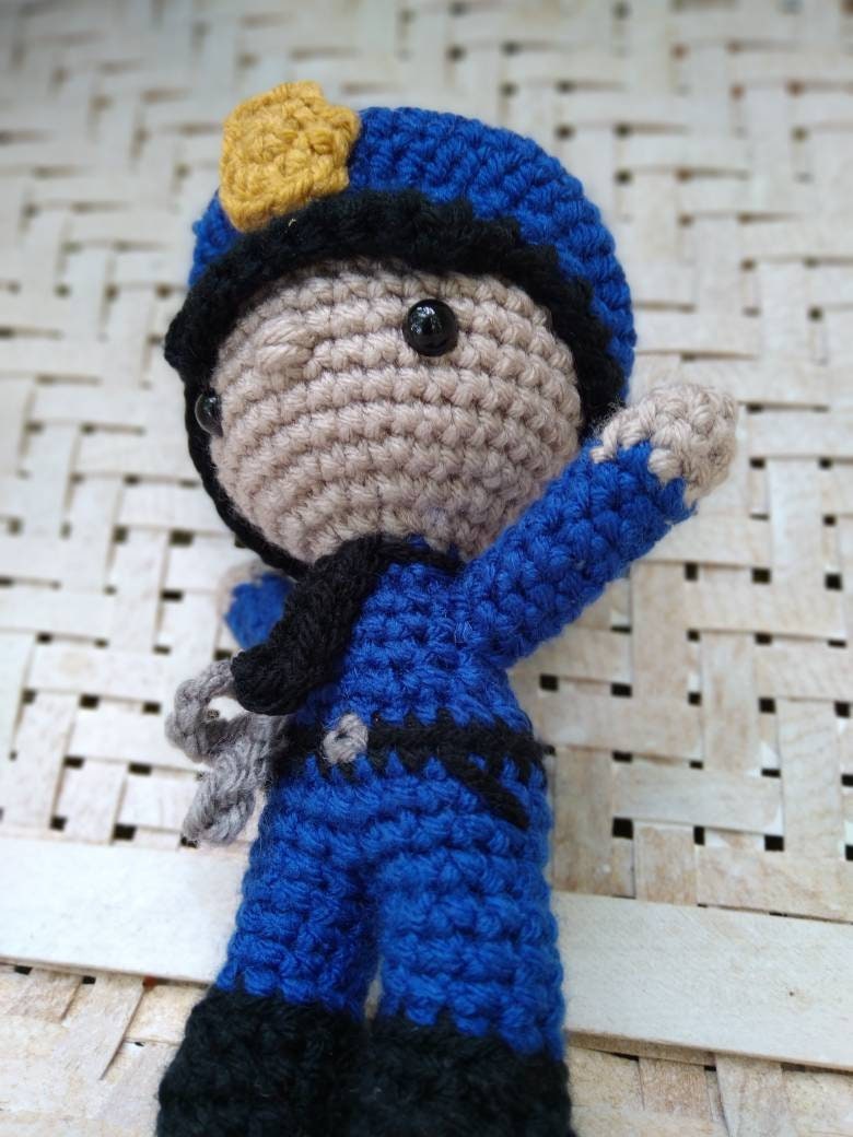 Crocheted Amigurumi Blue Line Law Enforcement Policeman Doll First ...