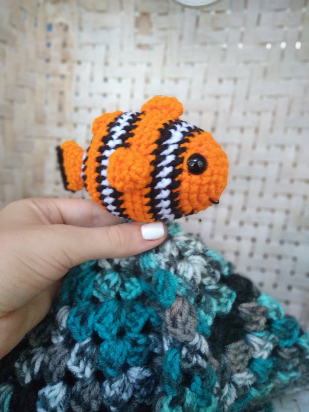Crocheted Square Clownfish Ocean Baby Blanket, Baby Knit Clownfish ...