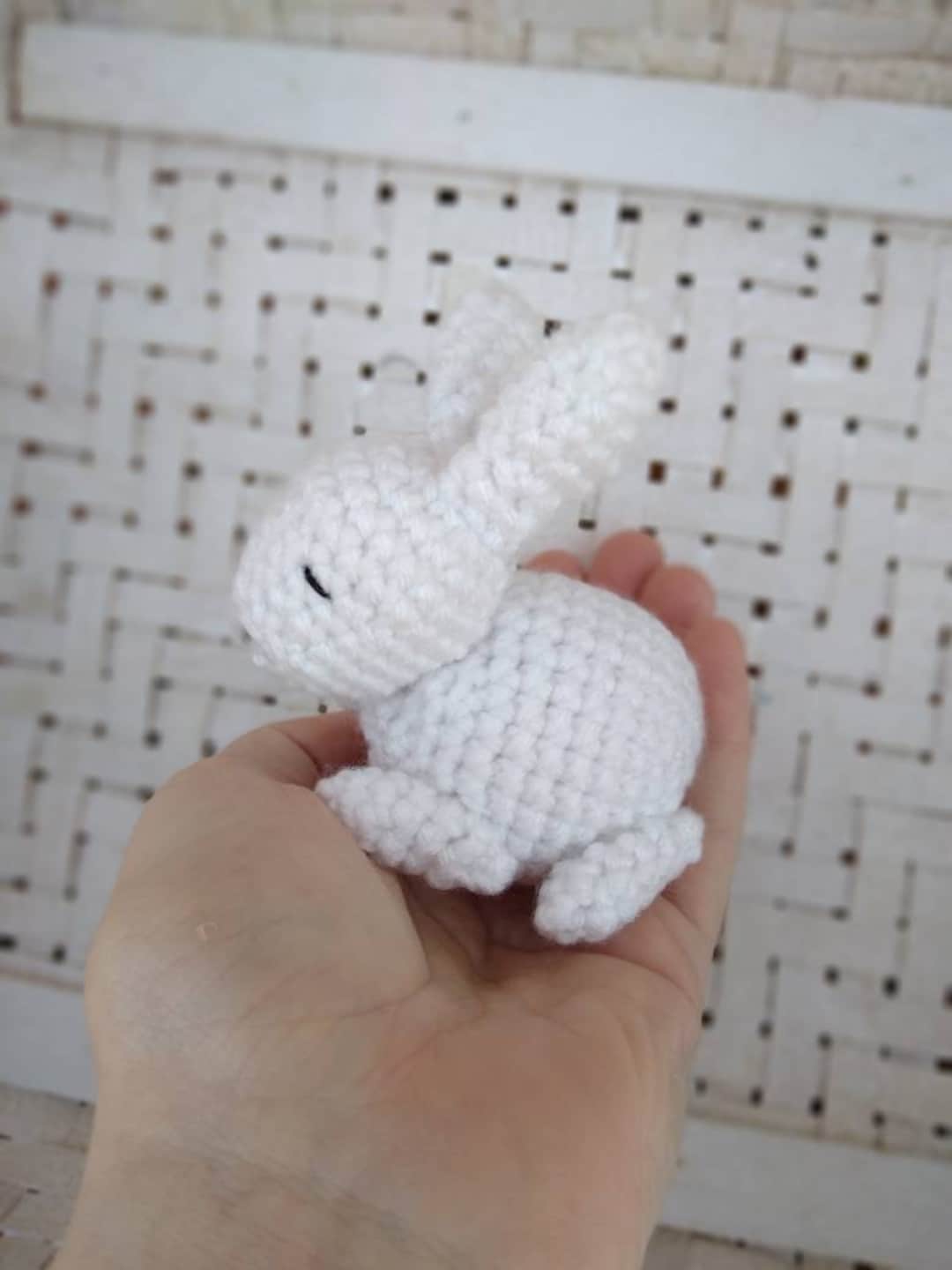 Small White Crocheted Amigurumi Stuffed Bunny Rabbit Crocheted Stuffed ...