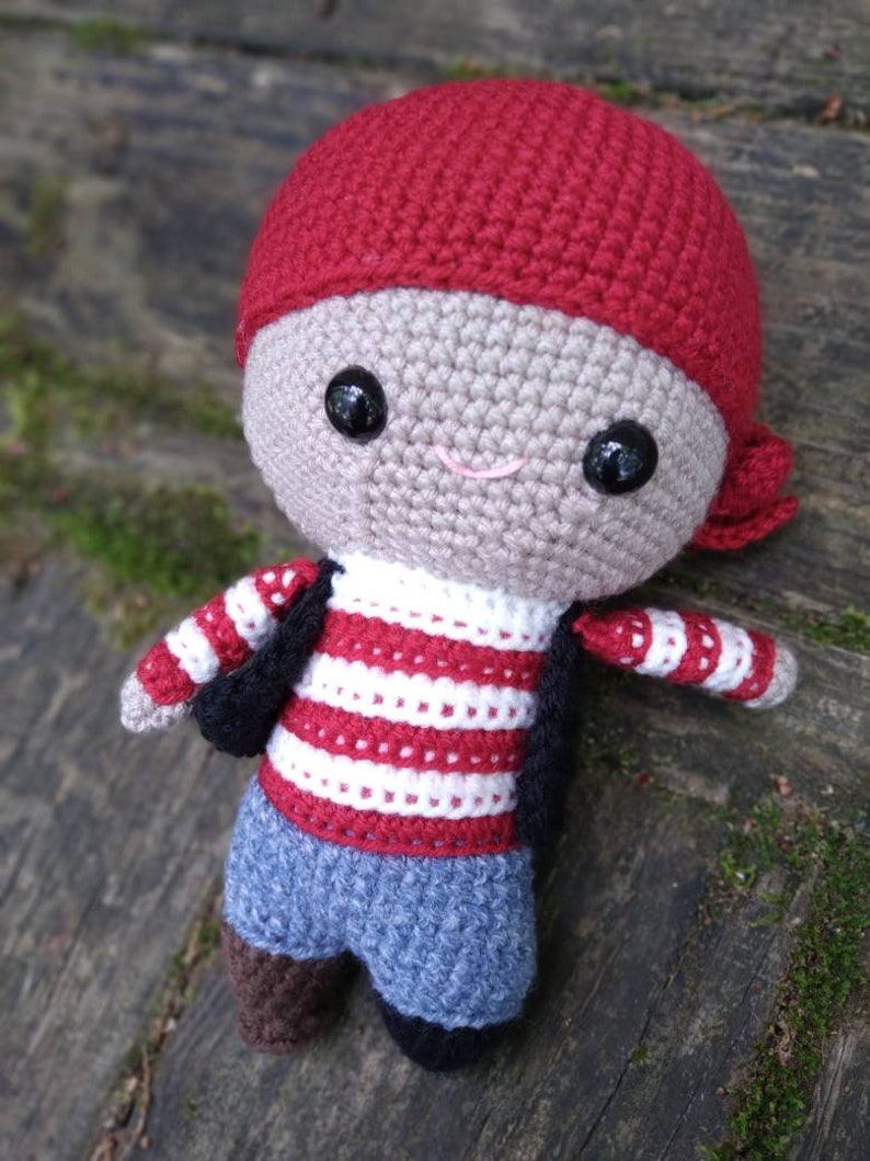 Crocheted Pirate Doll Swashbuckling Pegleg Pirate Doll Pirate Doll ...