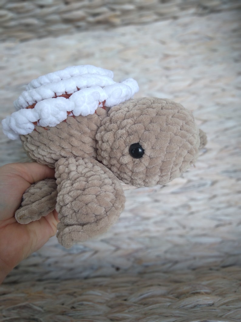 Crocheted Stuffed Animal Cinnamon Roll Shell Turtle Plushie Amigurumi ...