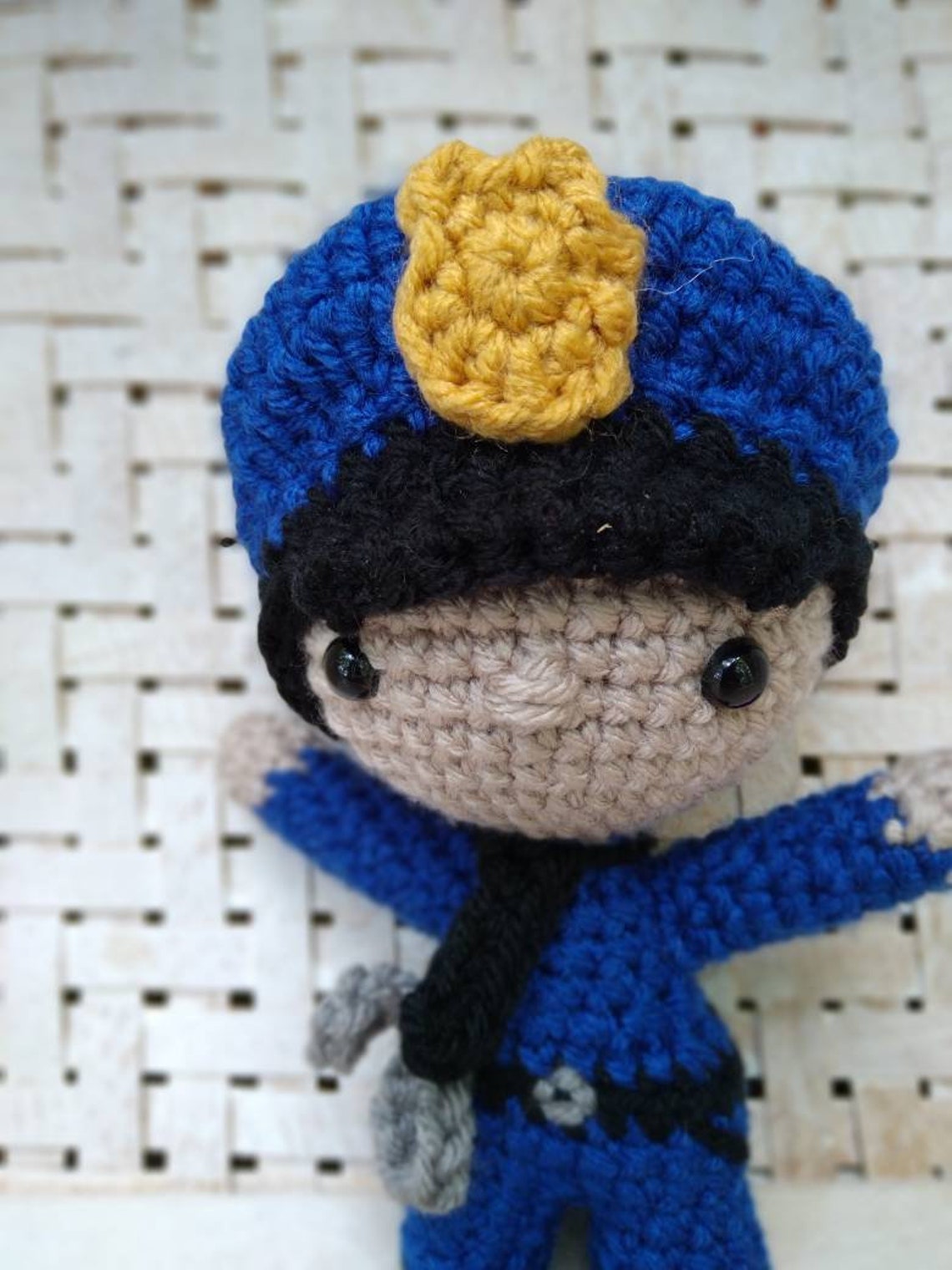 Crocheted Amigurumi Blue Line Law Enforcement Policeman Doll First ...