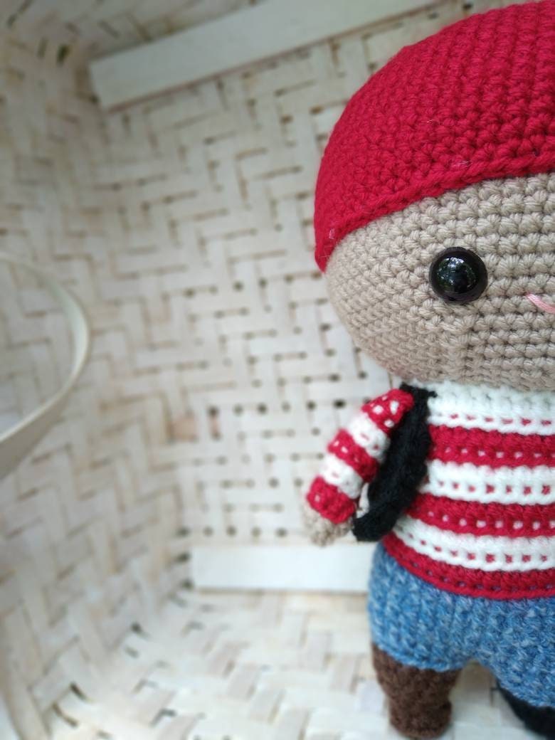 Crocheted Pirate Doll Swashbuckling Pegleg Pirate Doll Pirate Doll ...