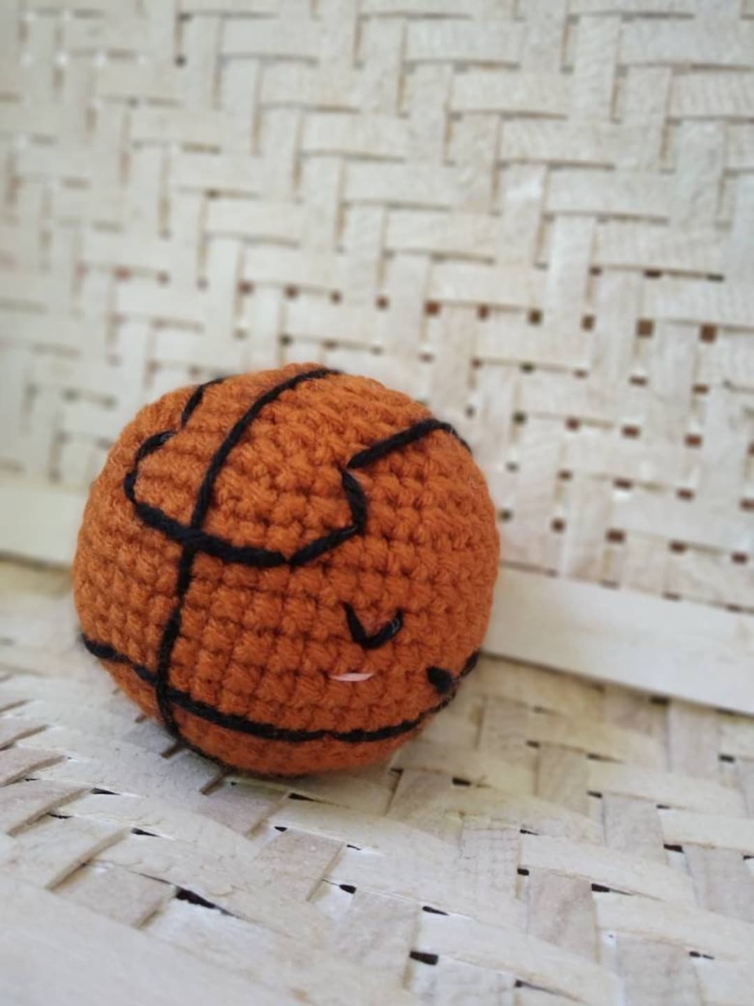 Crocheted Stuffed Toy Baskeball With Fun Face Fun Face Basketball ...