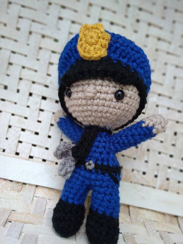Crocheted Amigurumi Blue Line Law Enforcement Policeman Doll First ...