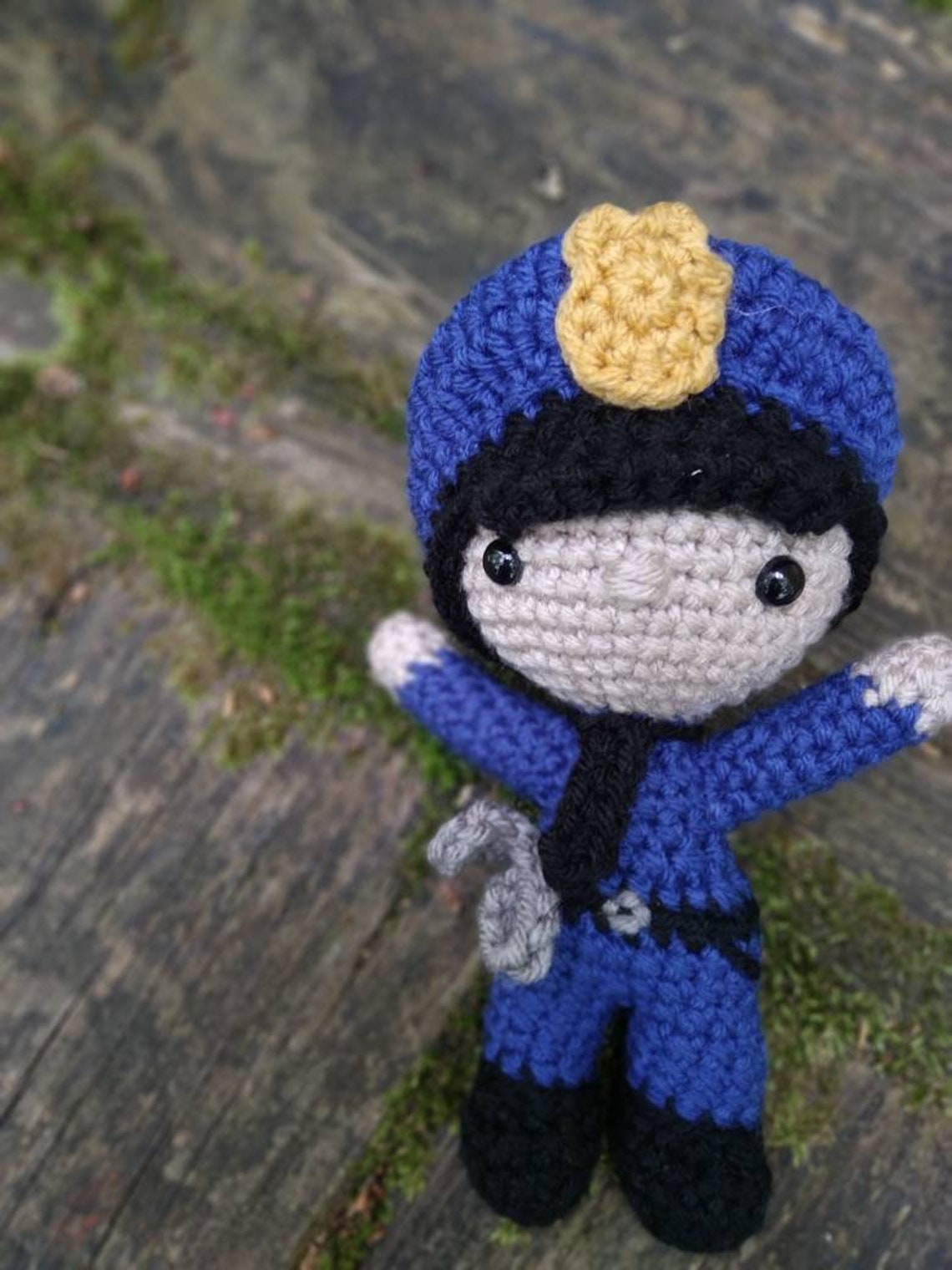 Crocheted Amigurumi Blue Line Law Enforcement Policeman Doll First ...