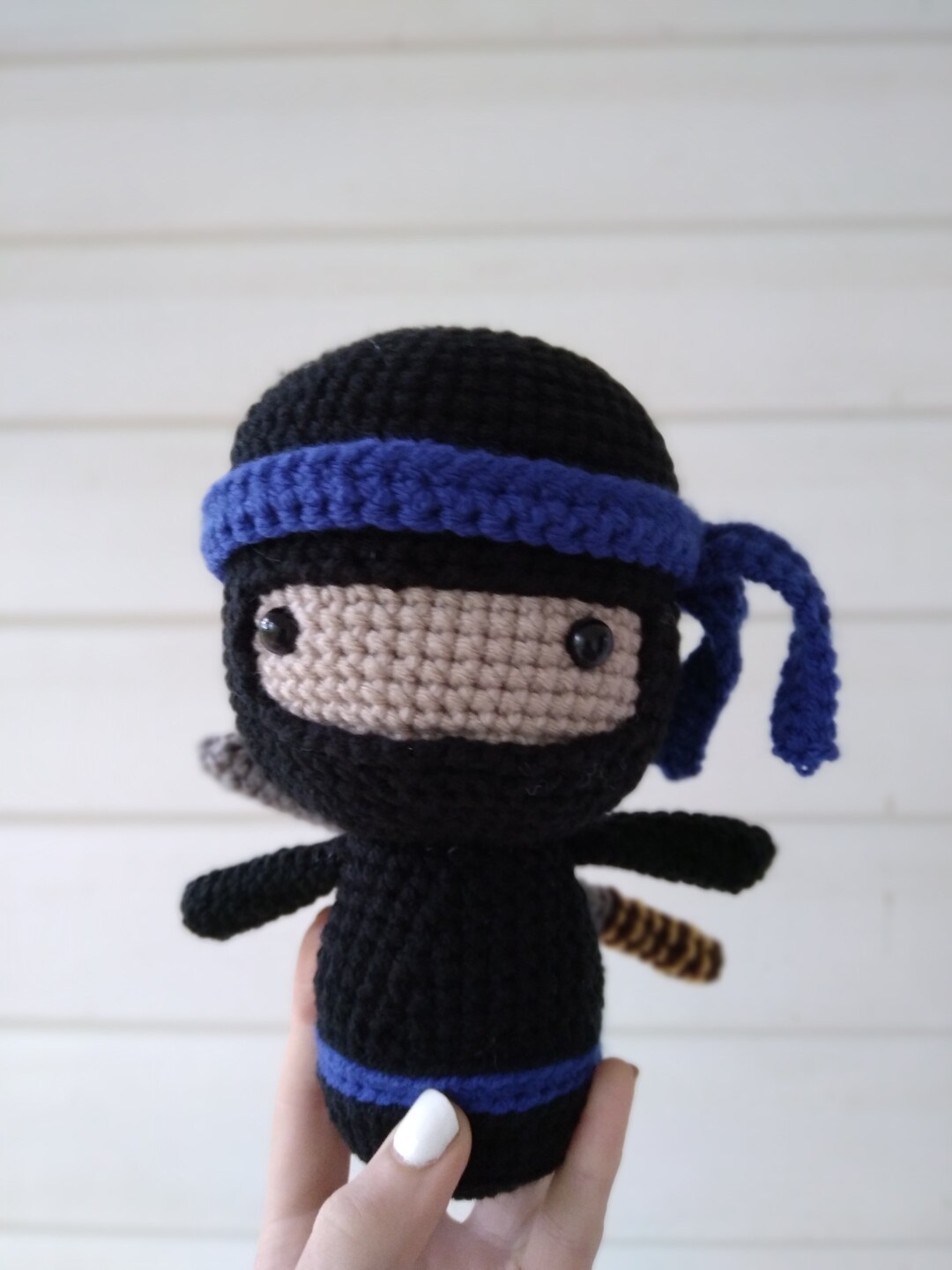 Crocheted Amigurumi Black and Blue Ninja Doll Ninja Doll - Etsy