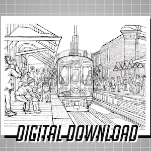 CTA L Holiday Train - 8x10 Coloring Page - [digital Download ONLY ...