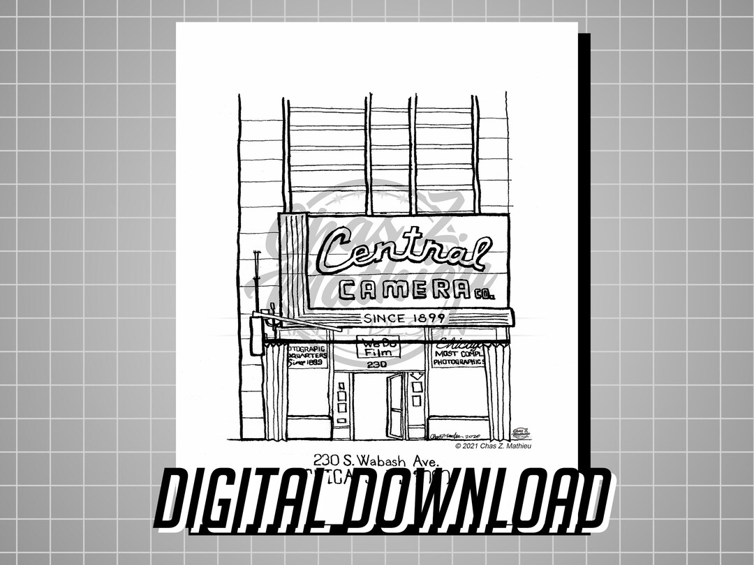 Central Camera 8x10 Coloring Page - [DIGITAL DOWNLOAD ONLY] - Etsy