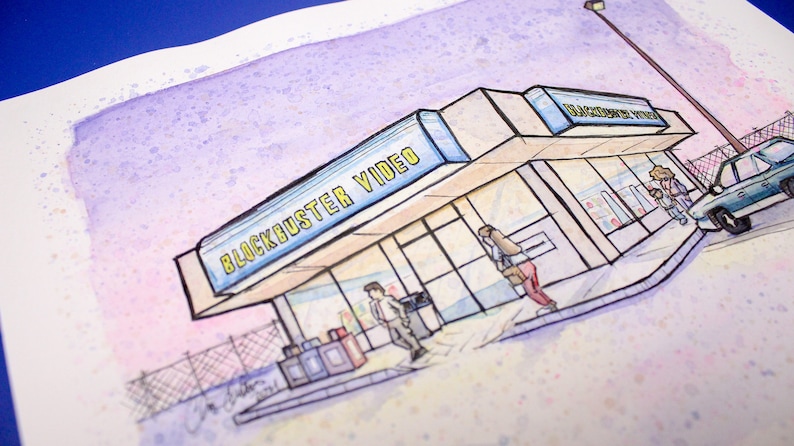 Blockbuster Video Store Watercolor Painting Print - Etsy