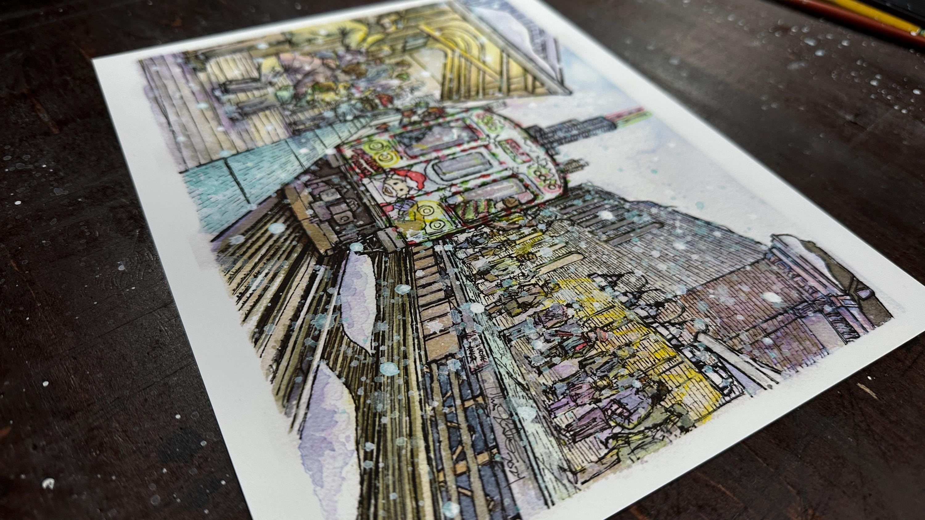 CTA L Holiday Train - Chicago Handpainted Watercolor Painting Print - Etsy