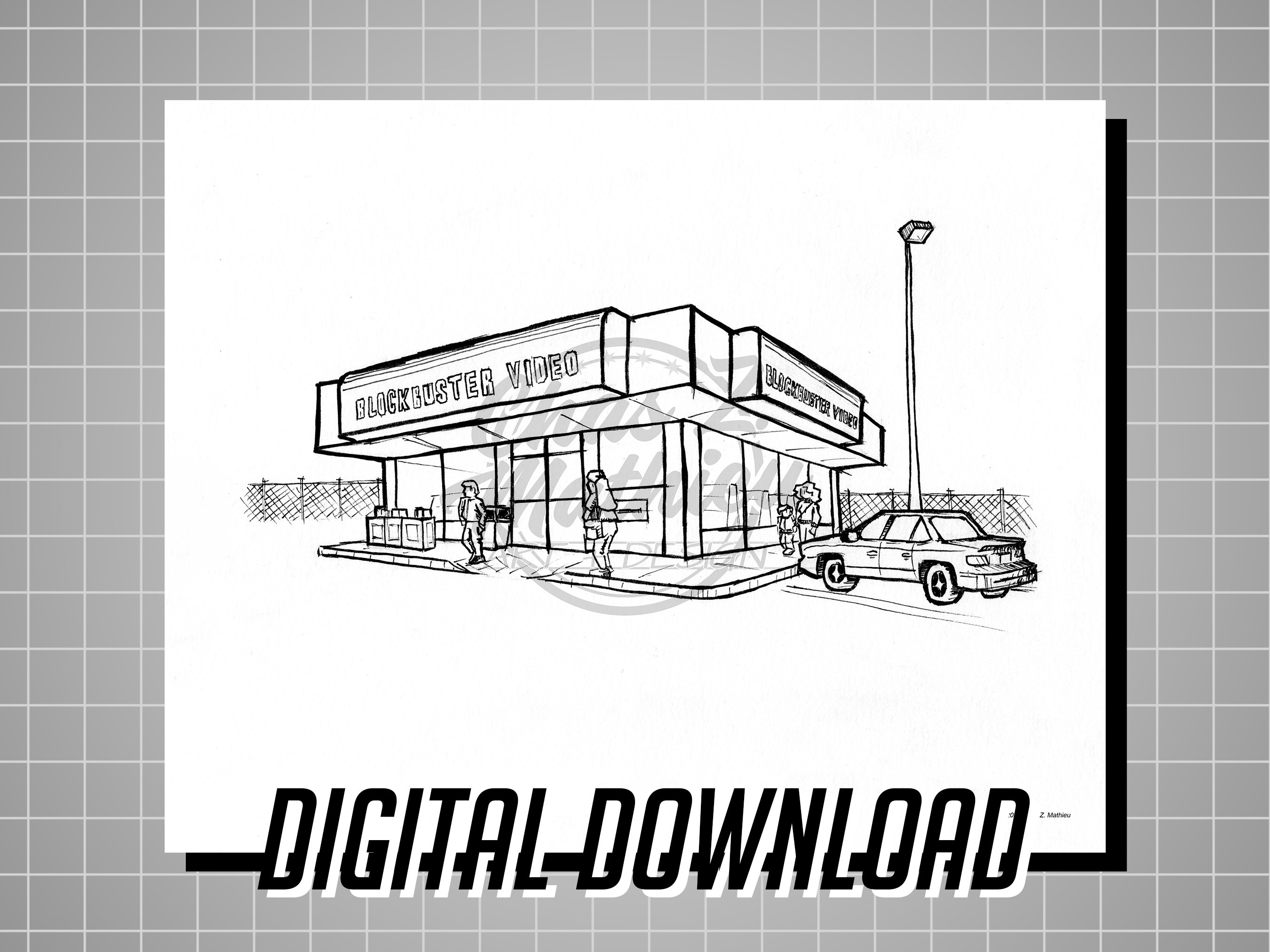 Blockbuster Video 8x10 Coloring Page - [DIGITAL DOWNLOAD ONLY] - Etsy