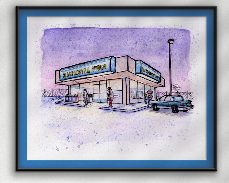 Blockbuster Video Store Watercolor Painting Print - Etsy